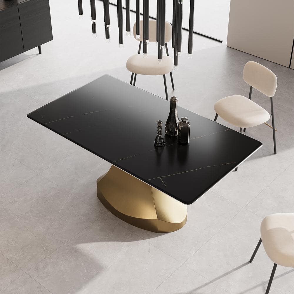 Monland Modern Rectangle Black Lauren Blackstone Tabletop 62.99 in ...