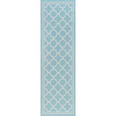 Tayse Rugs Eco Coastal Aqua 4 ft. x 6 ft. Indoor/Outdoor Area Rug ...