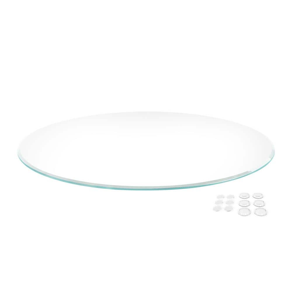 Fab Glass and Mirror 52 in. Round Clear Low Iron Glass Table Top 1/2 In ...