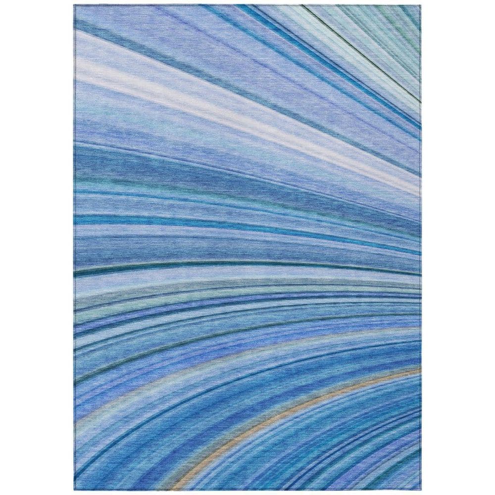 HomeRoots Denim Blue, Sky Blue 5 ft. x 8 ft. Woven Abstract Polyester ...