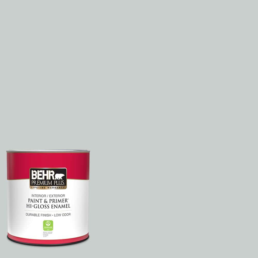 BEHR PREMIUM PLUS 1 qt. #720E-2 Light French Gray Hi-Gloss Enamel ...