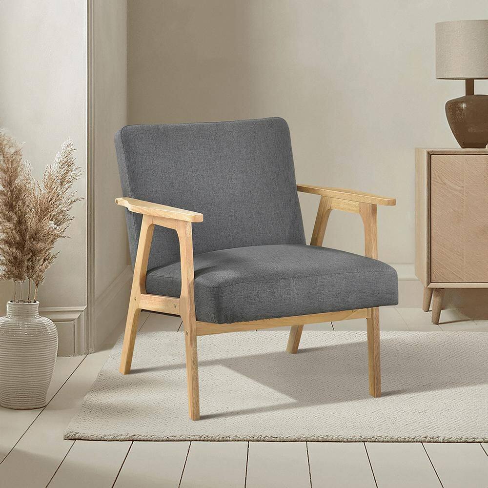 Lazzara Lewiston Dark Gray Textured Fabric Upholstery Accent Arm Chair ...