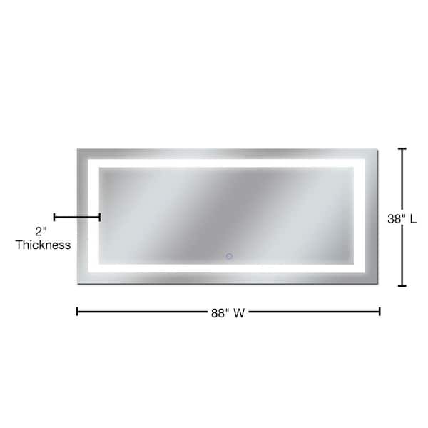 Dyconn Edition 88 in. W x 38 in. H Frameless Rectangular LED Light ...