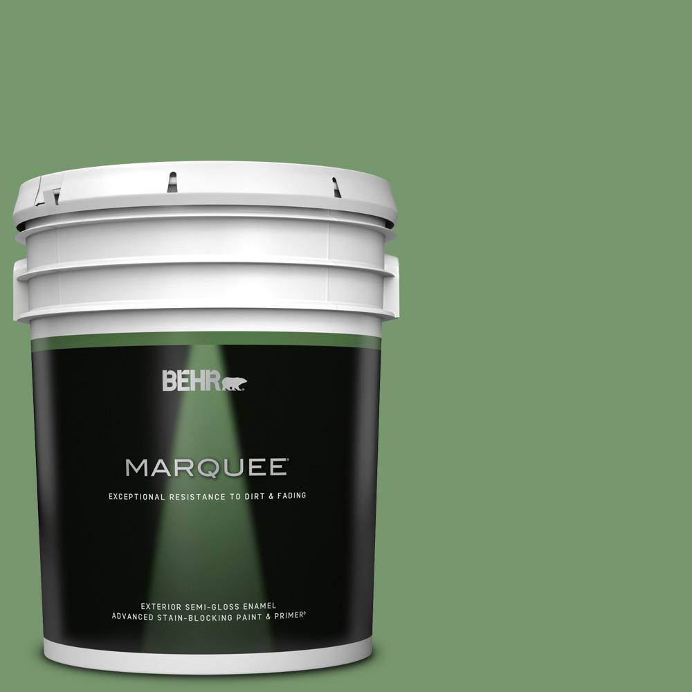 BEHR MARQUEE 5 gal. #PPU11-03 Botanical Green Semi-Gloss Enamel ...