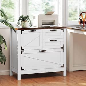 HOMCOM 4-Drawer Black Engineered Wood 31.5 in. Lateral Farmhouse File ...