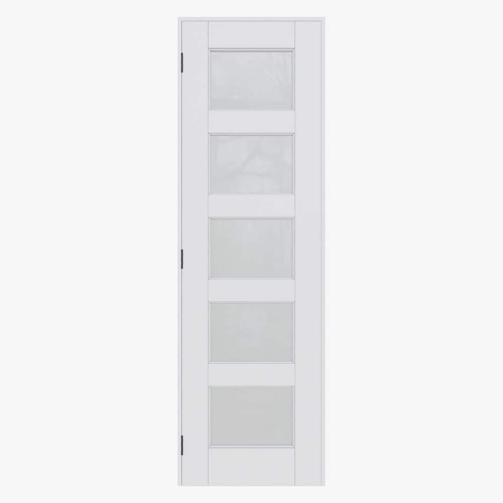 ARK DESIGN 24 in. x 80 in. Right-Handed 5-Lite Frosted Glass White MDF ...