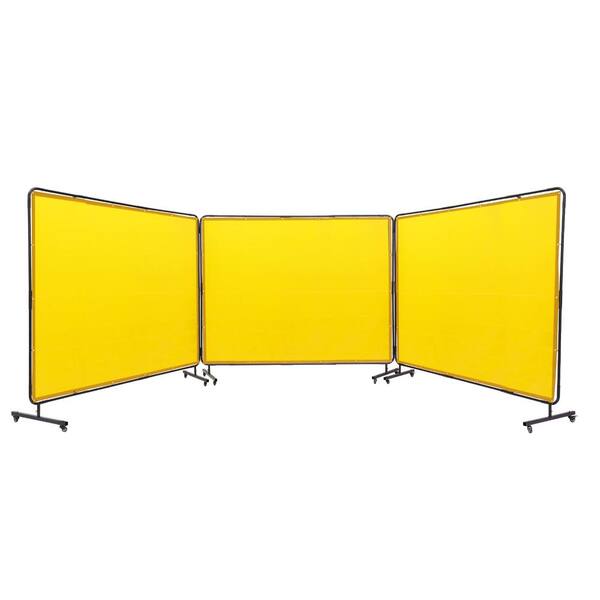 VEVOR Welding Screen with Frame 6 ft. x 8 ft. 3-Panel Welding Curtain ...