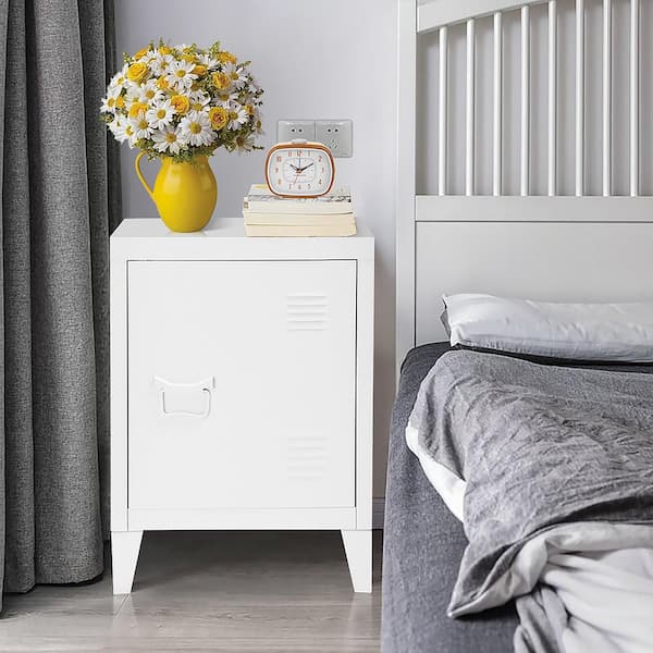 Homy Casa Graves White Metal Nightstand GRAVES SOLO WHITE LT