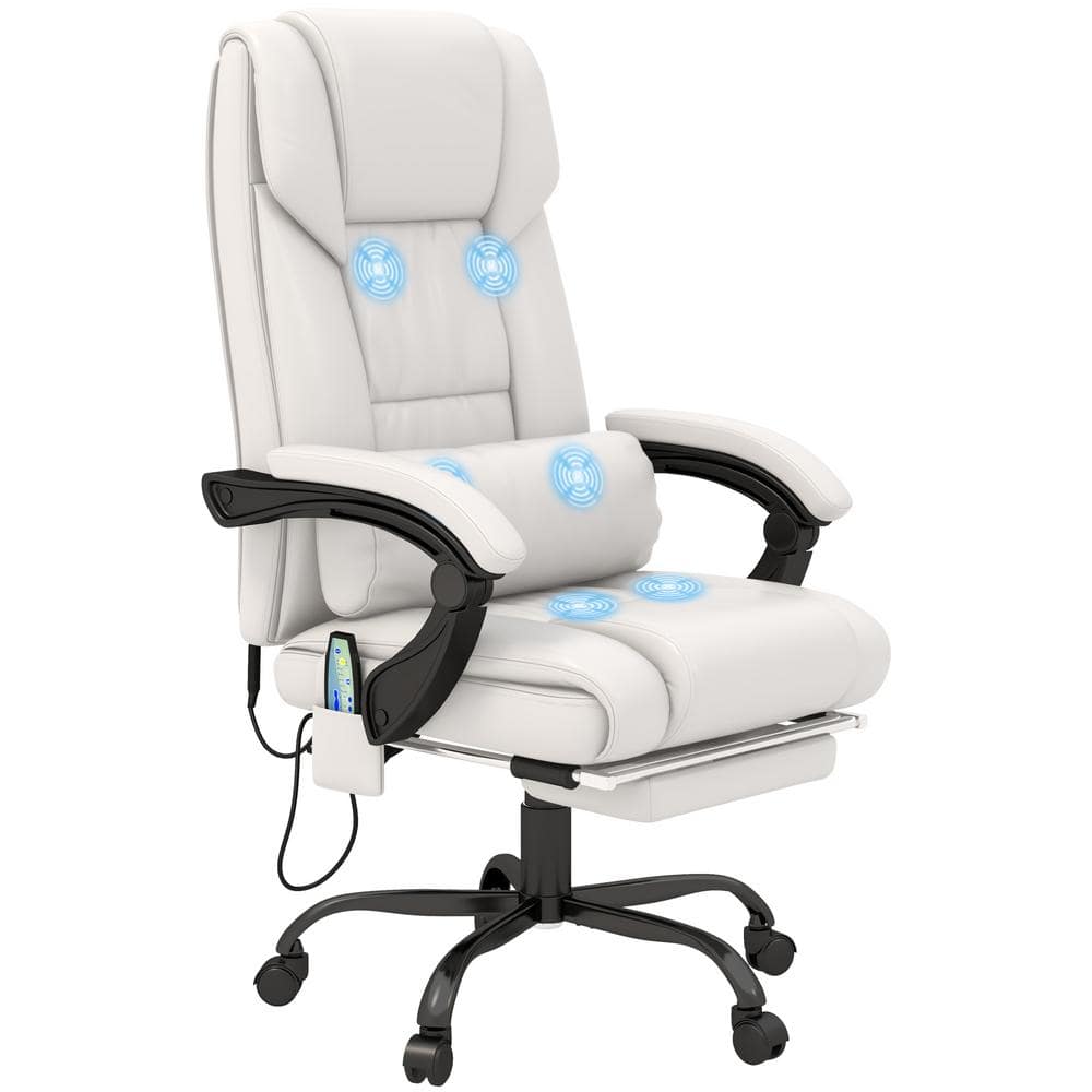 Vinsetto White High Back Faux Leather Vibration Massage Office Chair ...