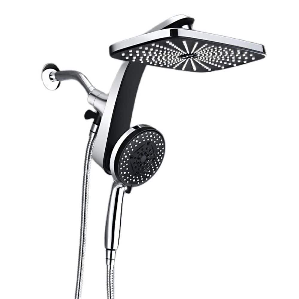 Numhew 2-Piece High Pressure Rain Shower Head in Chrome with Fixed ...