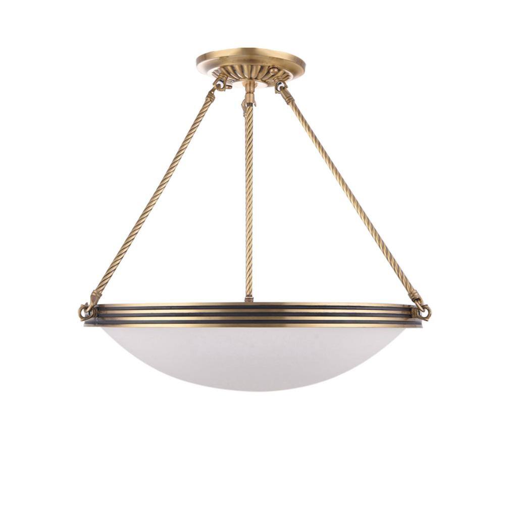 OUKANING 18.9 in. 4-Light Classical Style Gold Semi-Flush Mount Ceiling ...