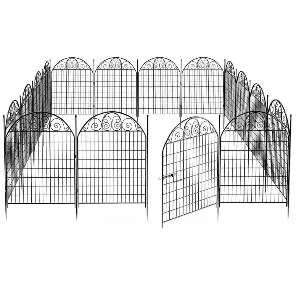 Oyezvary Decorative 40 in. Tall Wrought Iron No Dig Garden Fence with ...