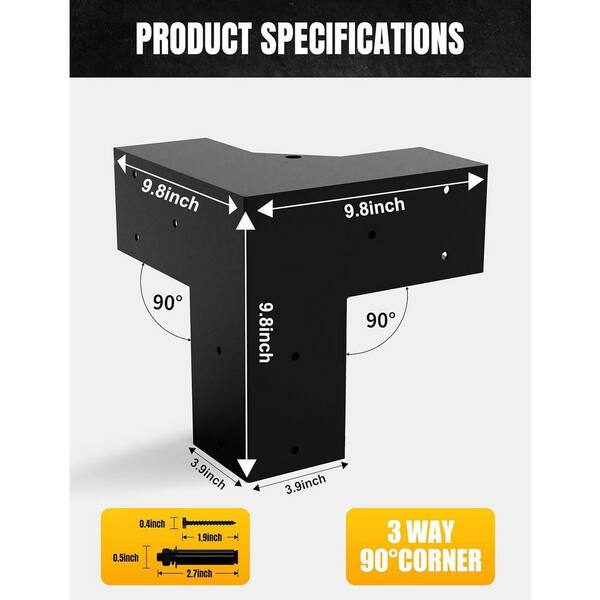 Metal Post Bracket 4x6 Post Base Brackets - Set Of 4, Black Powder ...