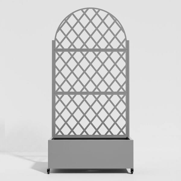 Lirago 72 in. H x 35 in. W Arch Grey Outdoor Metal Privacy Screen ...