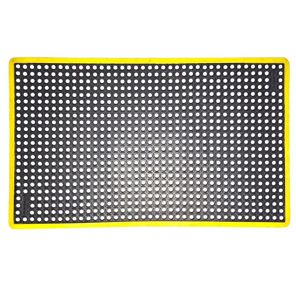 RHINO MATS K-Series Safety Tract Black/Yellow 36 in. x 60 in. x 3/4 in ...