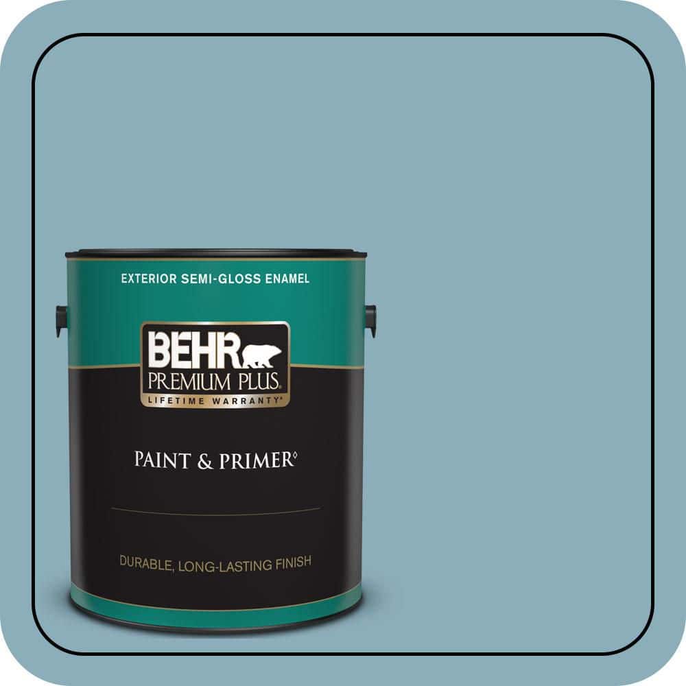 BEHR PREMIUM PLUS 1 gal. #QE-51 Atmosphere Semi-Gloss Enamel Exterior ...