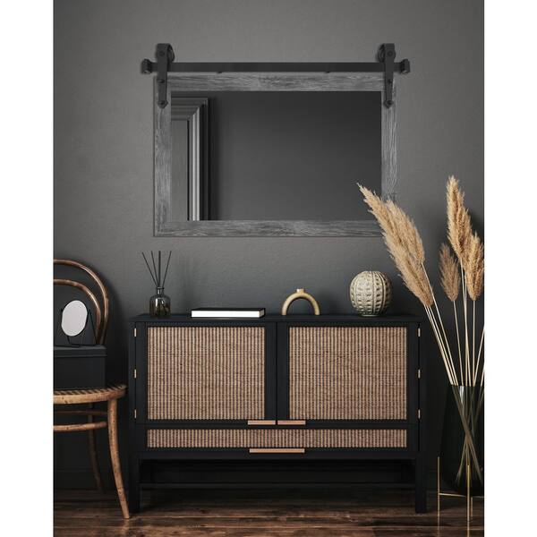 Rayne Mirrors (50 in. W x 33 in. H) Grey Modern Rustic Mirror with ...
