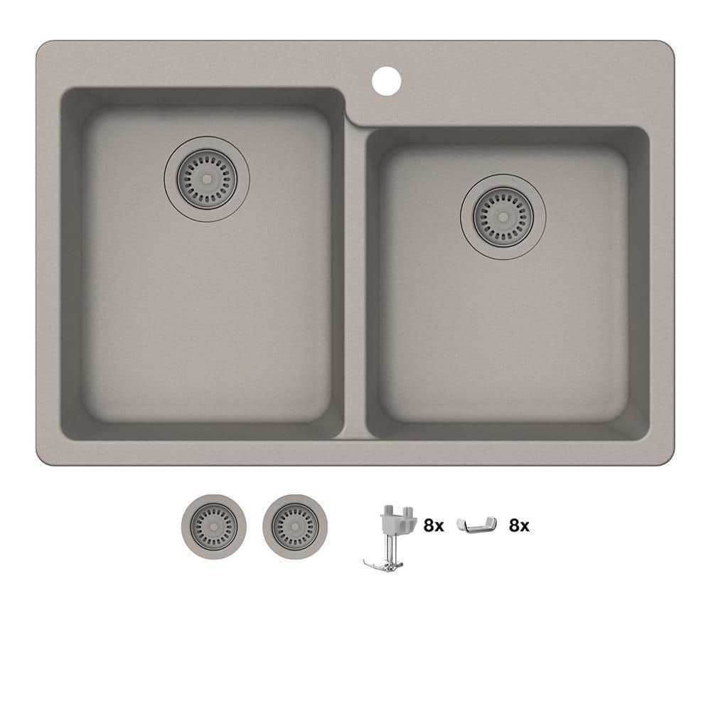 Reviews for Glacier Bay Stonehaven 33 in. Drop-In 60/40 Double Bowl ...