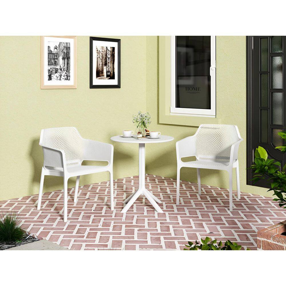 3-Piece Plastic White Outdoor Bistro Set ZN-2639 - The Home Depot