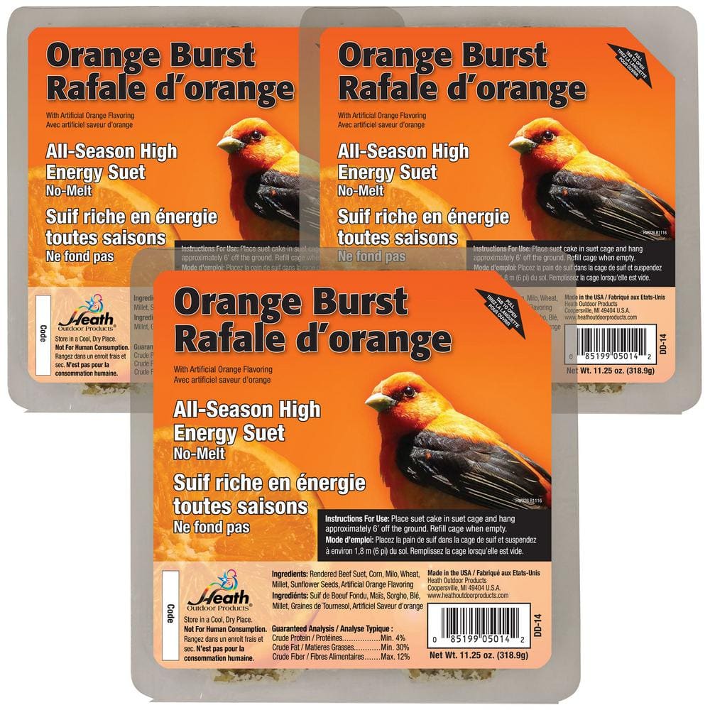 Heath Outdoor Products Heath Orange Burst Suet Cakes, Contains 3-Suet ...