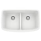 Blanco VALEA 32 in. Undermount Double Bowl White Granite Composite ...