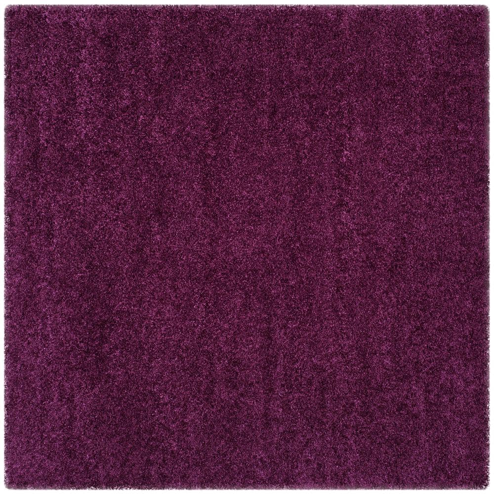 SAFAVIEH California Shag Purple 4 ft. x 4 ft. Square Solid Area Rug ...