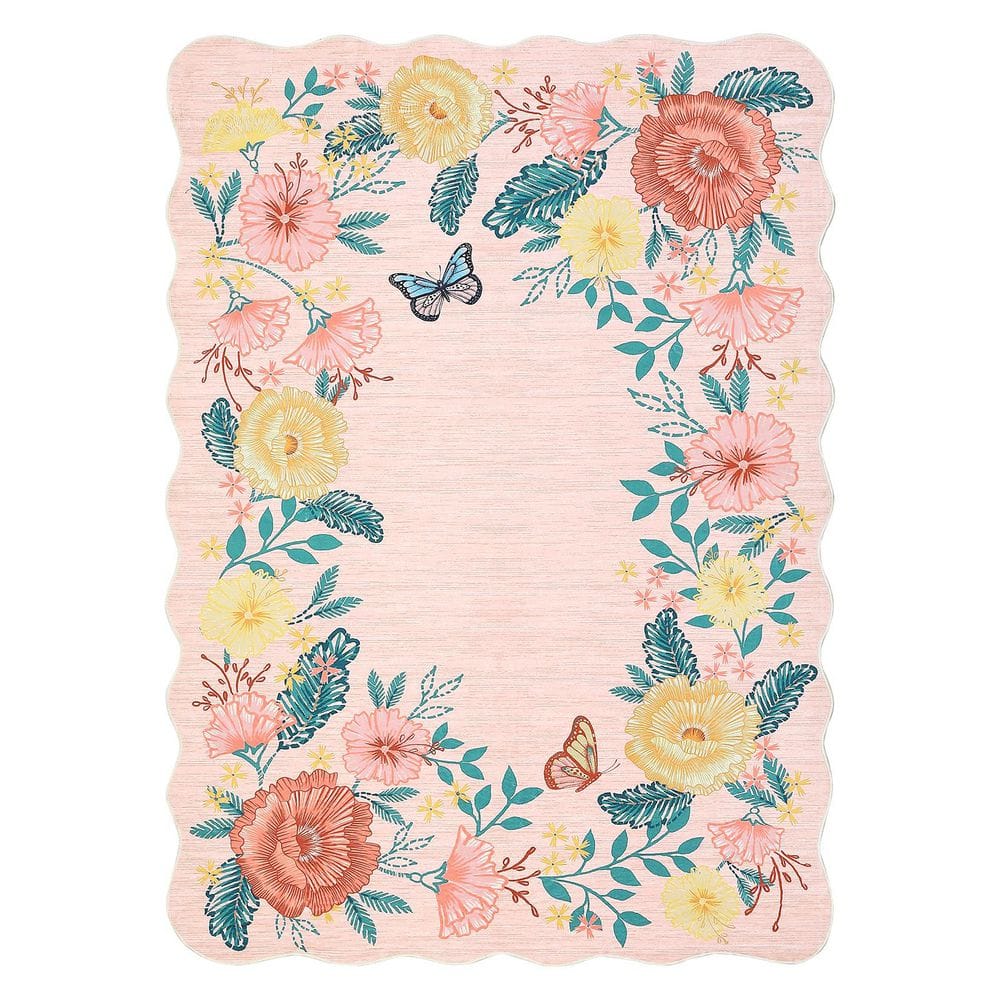 Garvee Wavy Edge Decorative Machine Washable Vintage Floral Printed ...