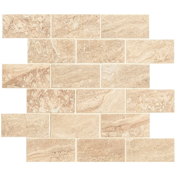 MSI Aria Oro Subway 12 in. x 12 in. x 0.40 in. Polished Porcelain Mesh ...