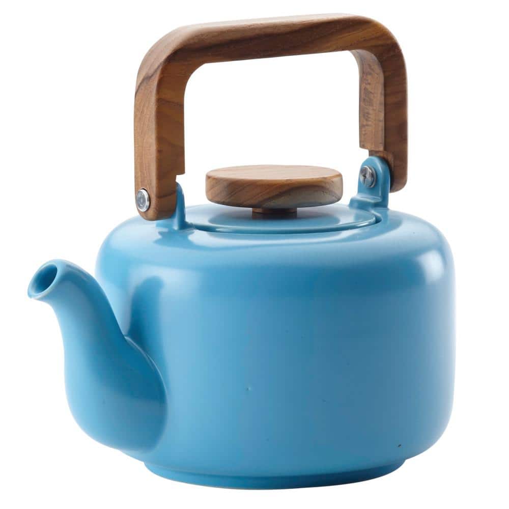 BonJour Ceramic Coffee and Tea 4-Cup Ceramic Teapot with Infuser, Aqua ...