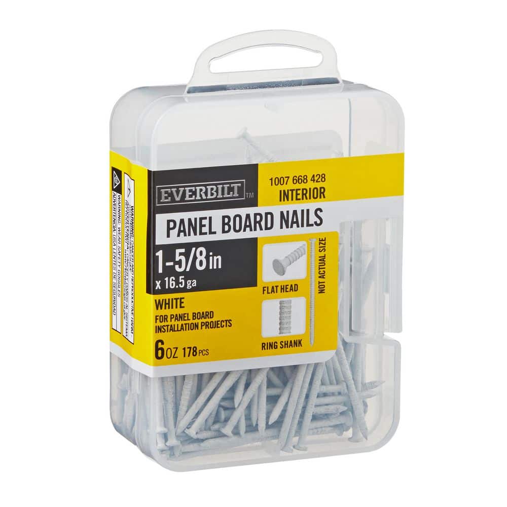 Everbilt 1-5/8 in. x #16-1/2 White Panel Board Nail 6 oz. (178-Count ...
