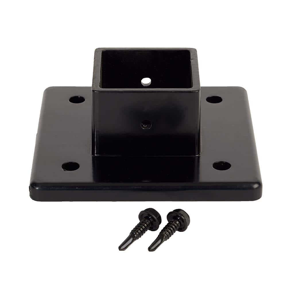 FORTRESS Athens Gloss Black Post Base Adapter for 2 in. Fence Post ...