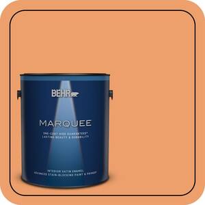BEHR PREMIUM PLUS 8 oz. #250D-5 Florida Mango Satin Enamel Interior ...