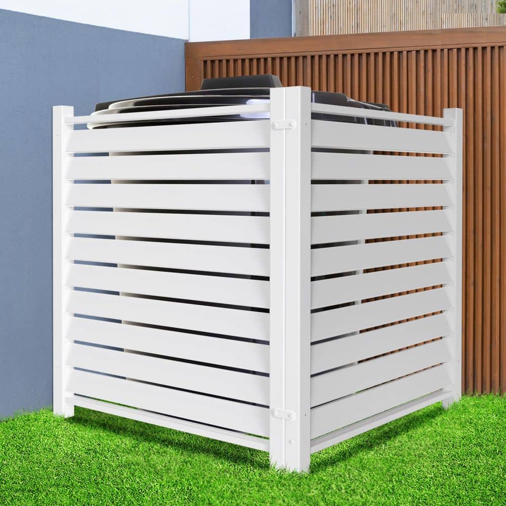ABORON 2-Panels Air Conditioner Fence 38 in. W x 42 in. H PVC Vinyl ...
