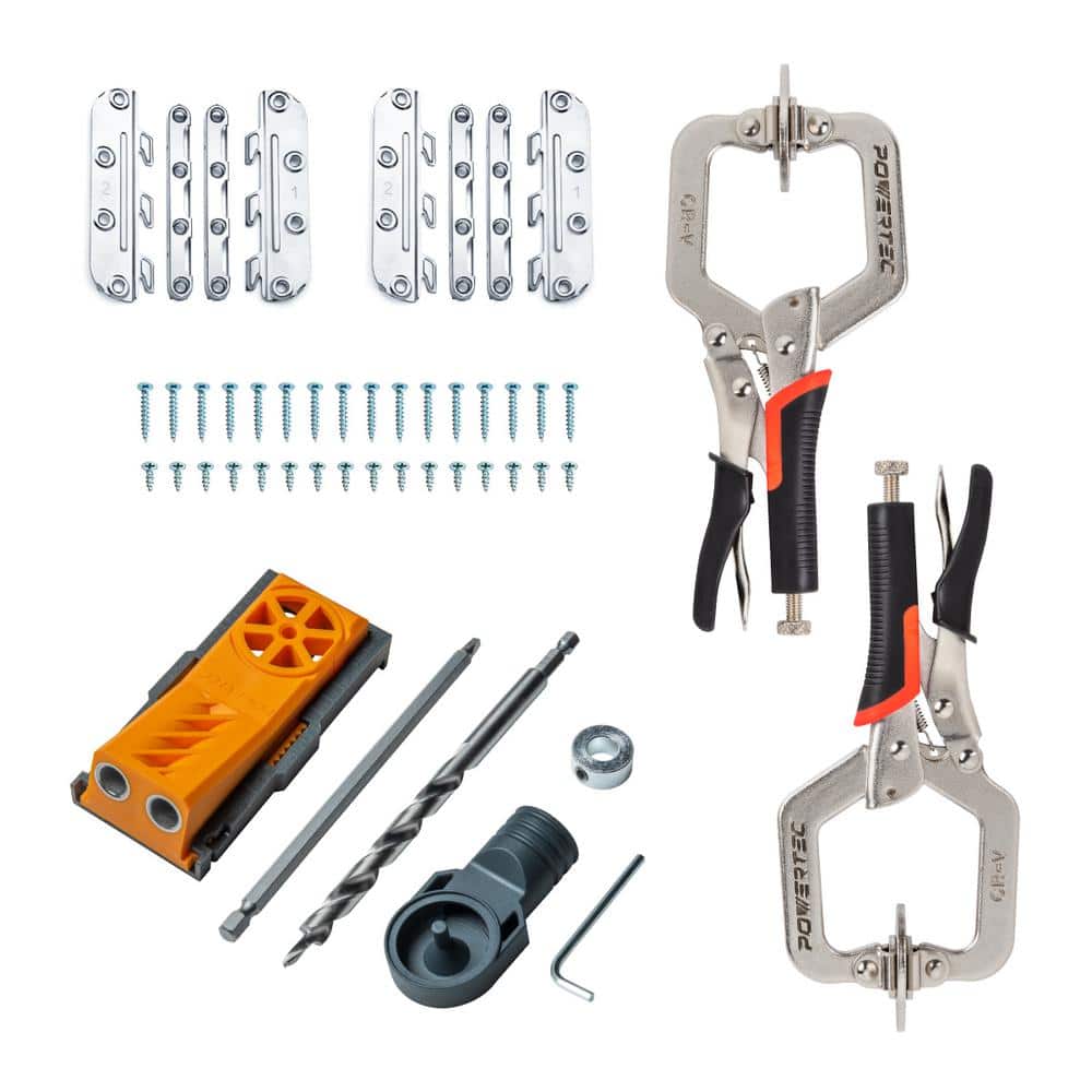‎POWERTEC Pocket Hole Jig Kit with 2 in. Face Clamps (2PK) and No ...