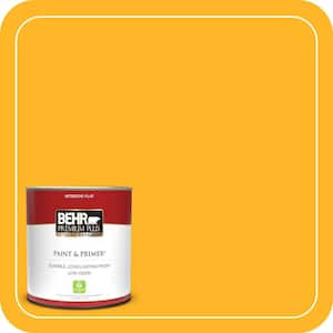 BEHR PREMIUM PLUS 1 qt. #P260-7 Extreme Yellow Satin Enamel Exterior ...