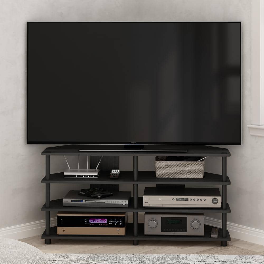 Furinno Econ Blackwood/Black Corner TV Stand Entertainment Center Fits ...