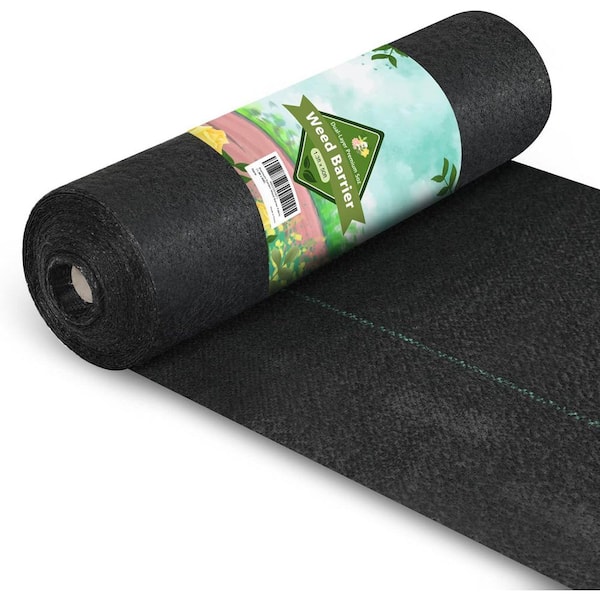 5 oz. Weed Barrier Landscape Fabric Dual-Layer Heavy Duty 1.3 ft. x 50 ...