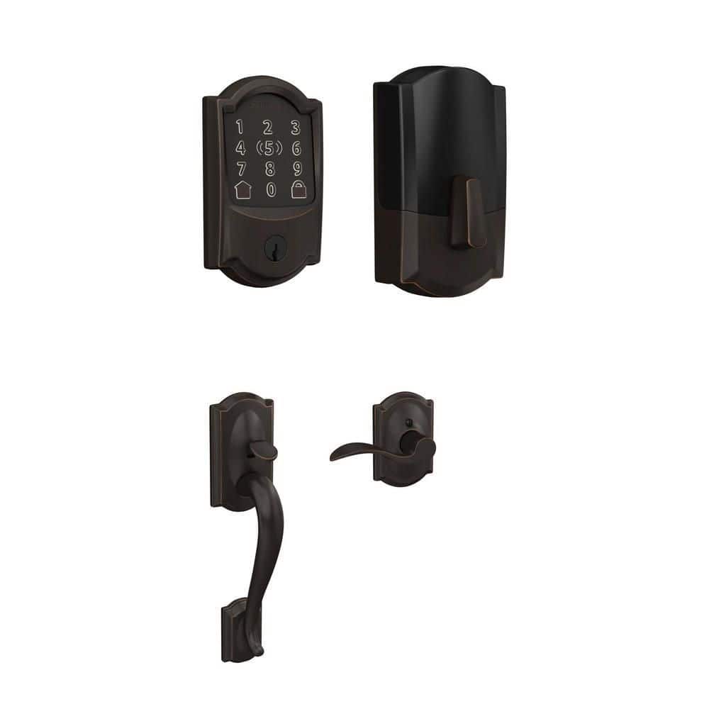Schlage Camelot Aged Bronze Encode Plus Smart WiFi Deadbolt with Alarm ...