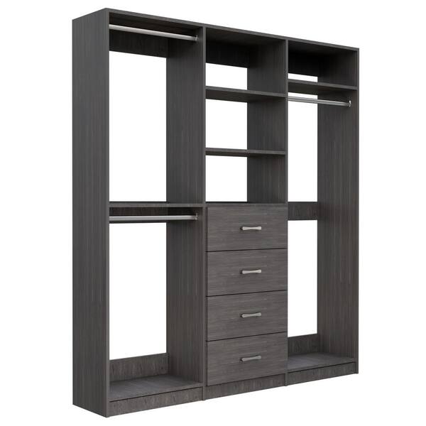 MODULAR CLOSETS Alto Collection 63 in. W Grey Wall Mounted Double Hang ...