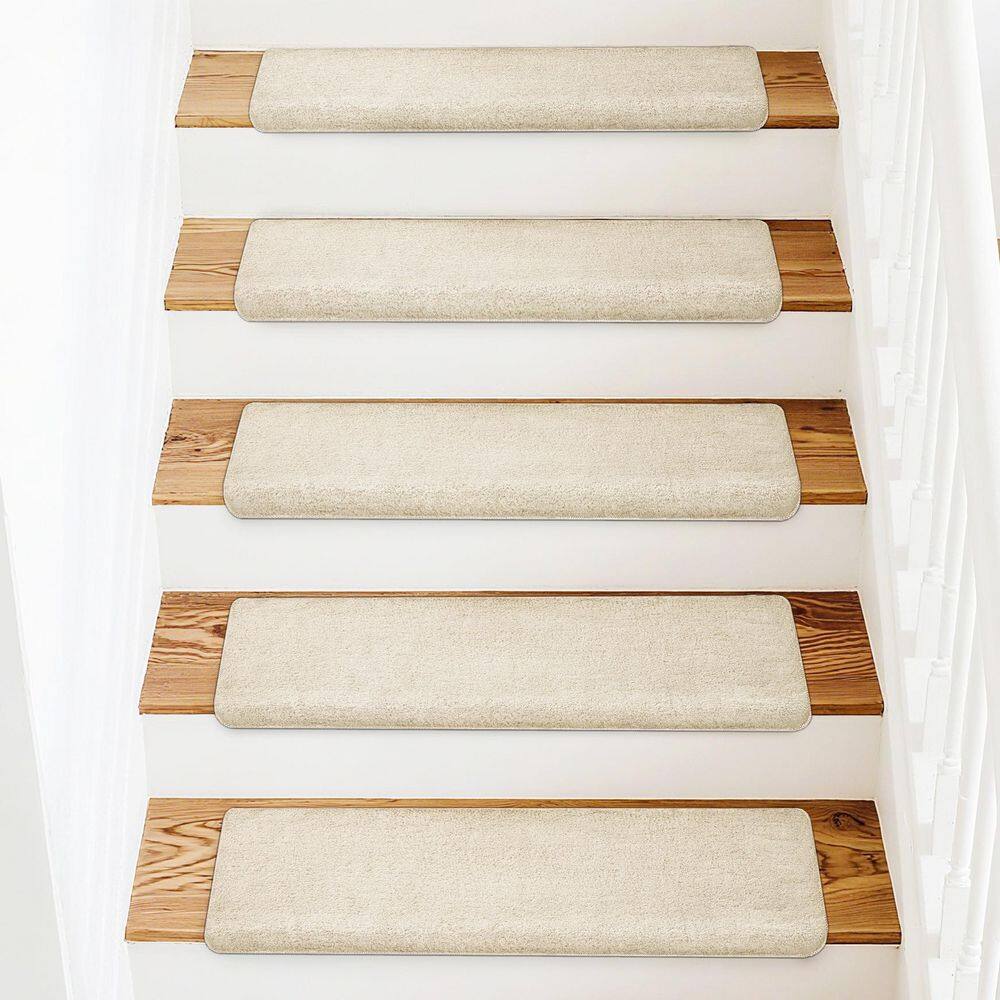 PURE ERA Beige 9.5 in. x 30 in. x 1.2 in. Plush Bullnose Indoor Stair ...