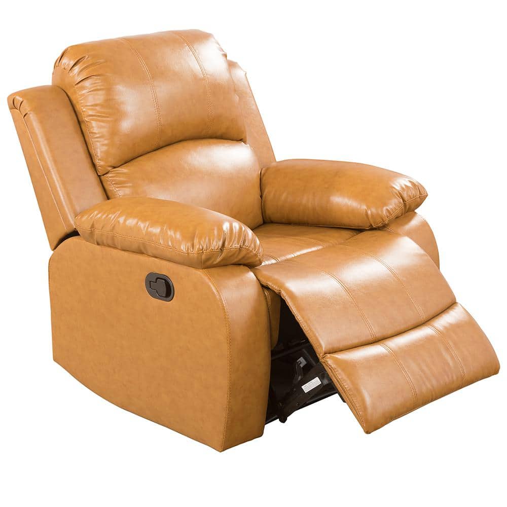 Star Home Living Nancy Ginger Faux Leather Glider Recliner with Swivel ...