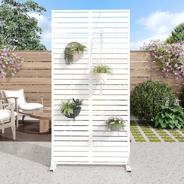Lirago 72 in. x 35 in. Outdoor Metal Privacy Screen Garden Fence in ...