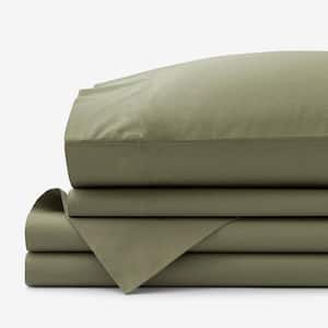 The Company Store Company Cotton Olive Green Cotton Percale Twin Sheet ...