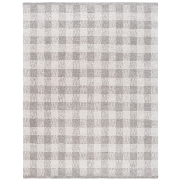 SAFAVIEH Genre 9 ft. x 12 ft. Gray/Ivory Abstract Plaid Area Rug ...