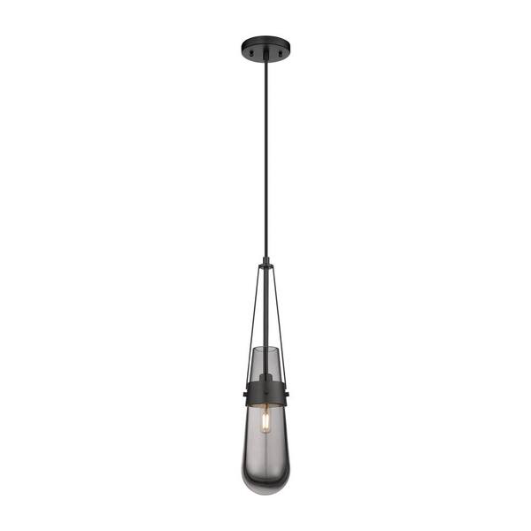 Innovations Milan 100-Watt 1-Light Matte Black Shaded Pendant Light ...
