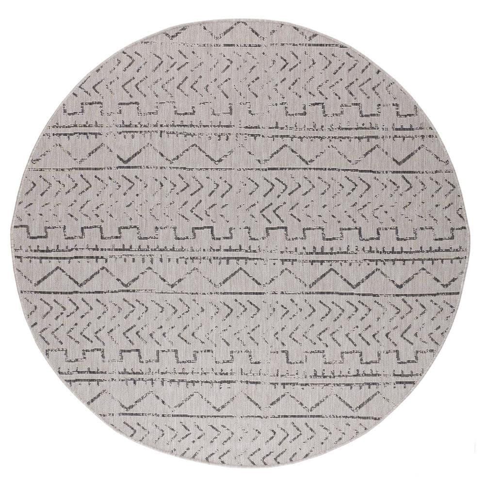 Beverly Rug Waikiki Light Gray/Dark Gray 7' Round Trellis Indoor ...