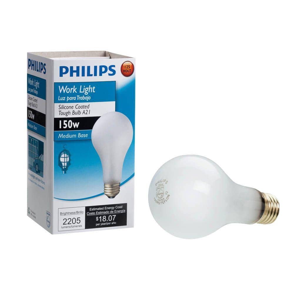 150-Watt A21 Shatter Resistant Dimmable Incandescent Rough Service Work ...