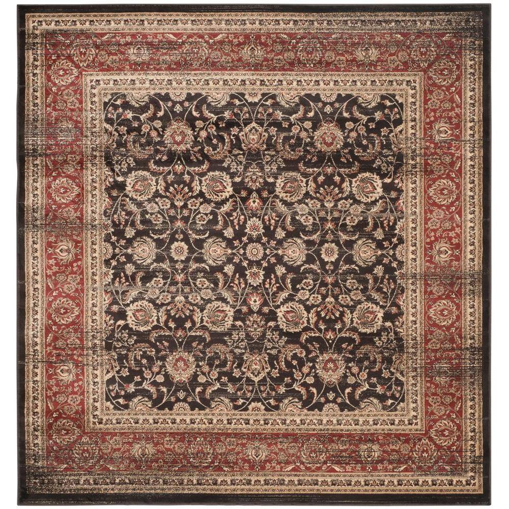 SAFAVIEH Vintage Black/Rust 7 ft. x 7 ft. Square Border Area Rug ...