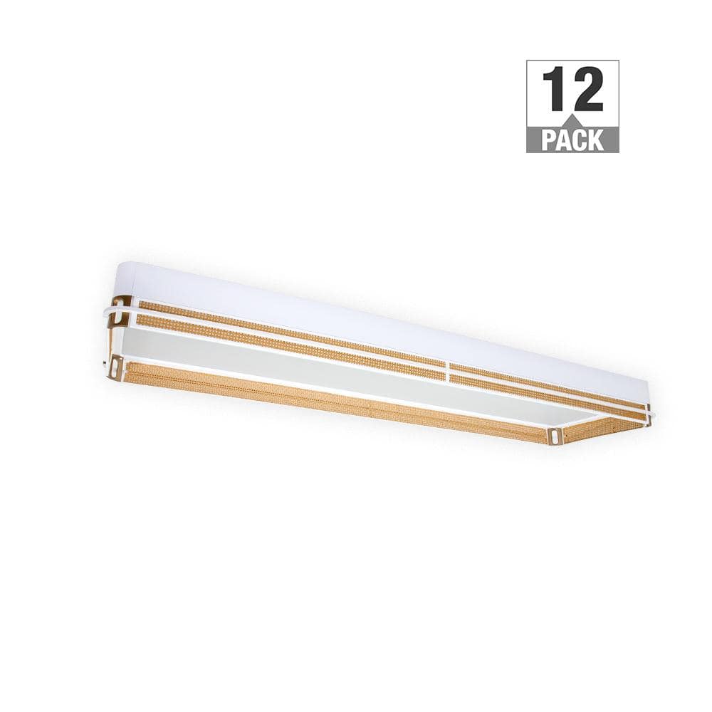 Commercial Electric 4 ft. x 12 in. White Soft Gold Rattan Accents LED ...