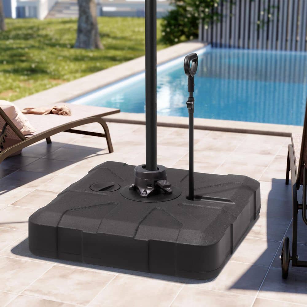 Crestlive Products 300 lb. Fillable Outdoor Cantilever Umbrella Base in Black HDPE Patio ...
